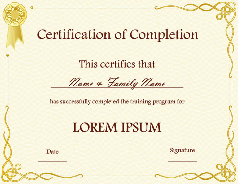 Certificate of Completion Template PSDs | Certificate Templates Certificate of Completion Template PSDs | Certificate Templates